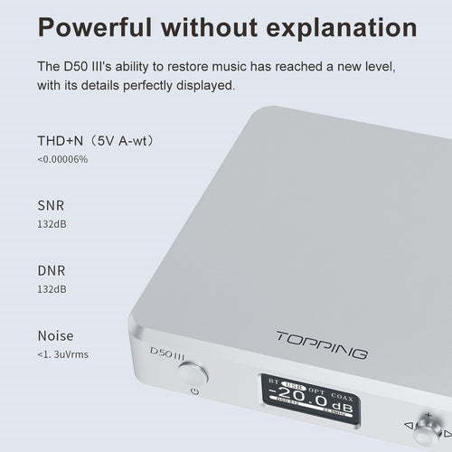 TOPPING D50 III Desktop HiFi DAC and Preamplifier